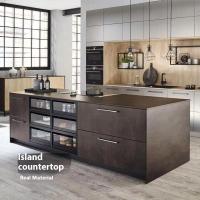 China 304 Stainless Steel Kitchen Island with 5mm Thickened Countertop - Brushed Finish Integrated Sink for sale