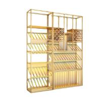 China 6-Layer Glass Wine Cabinet with Brushed Metal Finish - Iron Construction for Wall or Floor Mounting - Commercial Grade Storage for sale