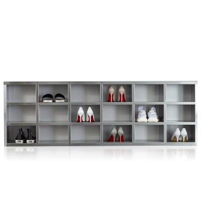 China Custom Stainless Steel Shoe Cabinet with Multi-Grid Storage and Dressing Stool Function - Eco-Friendly Design for sale