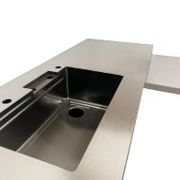 China Brown Freestanding Kitchen Island with 2 Drawers - 304 Stainless Steel 5mm Thickened Modern Design for sale