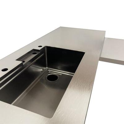 China Brown Freestanding Kitchen Island with 2 Drawers - 304 Stainless Steel 5mm Thickened Modern Design for sale