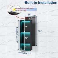 China 12x30 Inch 3-Tier Shower Wall Niche with RGB LED Lighting and Matte Black Waterproof Finish for sale