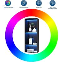 China 12x30 Inch 3-Tier Shower Wall Niche with RGB LED Lighting and Matte Black Waterproof Finish for sale