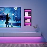 China 12x30 Inch 3-Tier Shower Wall Niche with RGB LED Lighting and Matte Black Waterproof Finish for sale