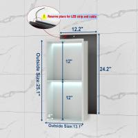China 12x24 Inch 2-Tier White Shower Wall Niche with RGB LED Lighting - Recessed Bathroom Storage Cabinet for sale