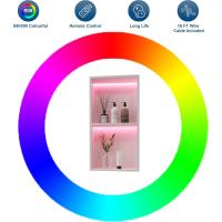 China 12x24 Inch 2-Tier White Shower Wall Niche with RGB LED Lighting - Recessed Bathroom Storage Cabinet for sale