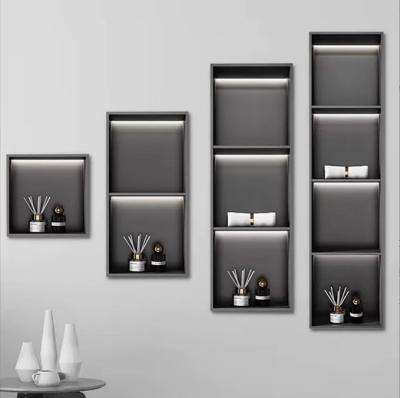 China 900x280x125mm Stainless Steel Shower Niche Shelf with Matte Black Finish - Wall Mounted Rust Resistant Bathroom Storage for sale