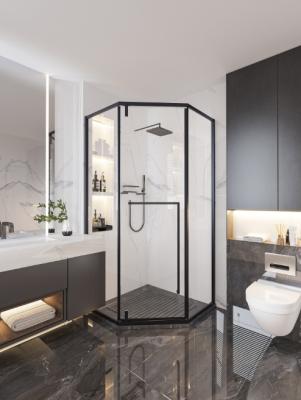 China 12x12 Inch Stainless Steel Shower Room Door with Tempered Glass and Integrated Corner Shelf for sale