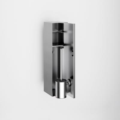 China 304 Stainless Steel Embedded Toilet Brush with Tissue Box Niche Shelf 600mm Full Welding Seamless for sale