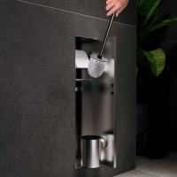China 304 Stainless Steel Embedded Toilet Brush with Tissue Box Niche Shelf 600mm Full Welding Seamless for sale