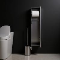 China 304 Stainless Steel Embedded Toilet Brush with Tissue Box Niche Shelf 600mm Full Welding Seamless for sale