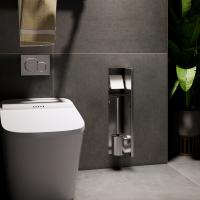China 304 Stainless Steel Embedded Toilet Brush with Tissue Box Niche Shelf 600mm Full Welding Seamless for sale