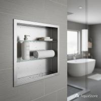 China 304 Stainless Steel Shower Niche 16x12 Inch Recessed Bathroom Storage Organizer with Door for sale