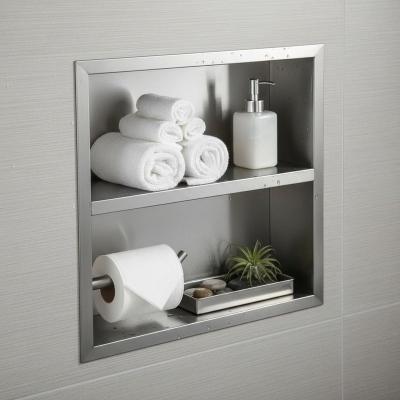 China 304 Stainless Steel Wall Niche Bathroom Toilet Storage Rack 400x300mm Waterproof for sale