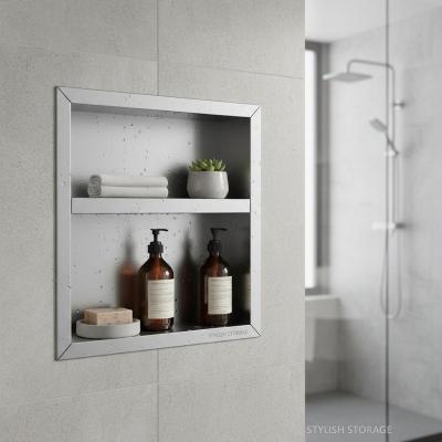 China 304 Stainless Steel Shower Niche 16x20 Inch Matte Built In Recessed Shelf Bathroom Storage for sale