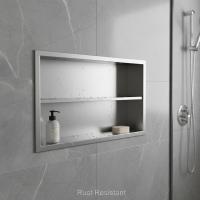China 304 Stainless Steel Shower Niche 16x12 Inch Wall Mounted Recessed Shelf with Door for sale