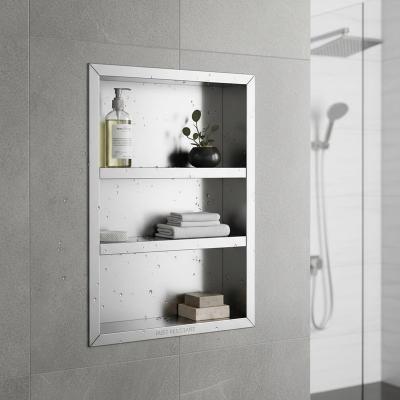 China 304 Stainless Steel Shower Niche with Door Rust Resistant Easy Clean Bathroom Storage Organizer 400x300mm for sale