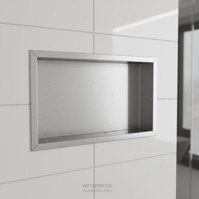China 304 Stainless Steel Shower Niche 16x12 Inch Wall Mounted Rust Proof Bathroom Storage Shelf for sale