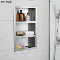 China 304 Stainless Steel Shower Niche 16x12 Inch Matte Finish Built In Wall Storage Recessed Organizer for sale