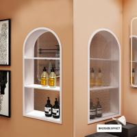 China 304 Stainless Steel Printed Transparent Glass Backboard Niche Customizable Double Layer Framed Display 600x400mm for sale