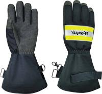 China Dexterity level 5 Long cuff EN659 certified Firefighter Gloves with Moisture Barrier and Reflective Strap for sale