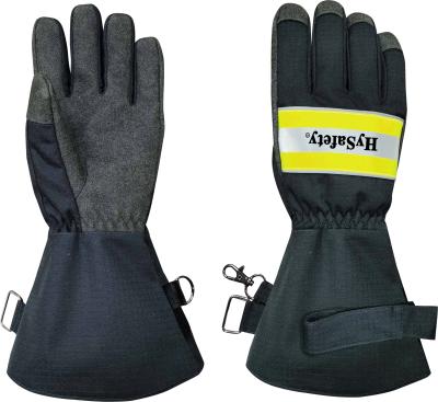 China Dexterity level 5 Long cuff EN659 certified Firefighter Gloves with Moisture Barrier and Reflective Strap for sale