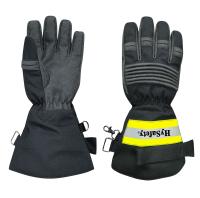 China Meta-aramid with flame retardant fabric back Long cuff EN659 certified Firefighter Gloves with Impact Protection and EN388 3X43F for sale
