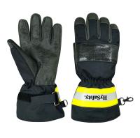 China Long cuff EN659 certified Firefighter Gloves with Moisture Barrier and Reflective Strap and EN388 3X43F for sale