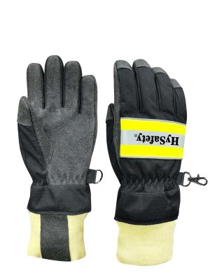 China EN659 certified Moisture Barrier and Reflective Strap Firefighter Gloves with Meta-Aramid and Flame Retardant Fabric Cuff for sale