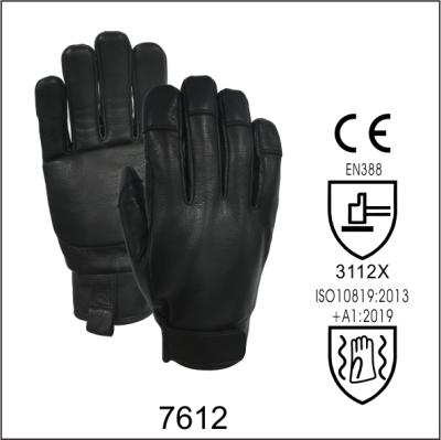 China Overall Black Goat Leather Anti-vibration Gloves 7612 with EN ISO10819 Certified for sale
