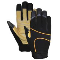 China Durable Leather Palm Mechanics Wear Gloves High Abrasion CE Certified for sale