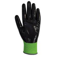 China Middle Duty Gardening Work Gloves Bamboo Viscose Knit Palm Nitrile Coated for sale