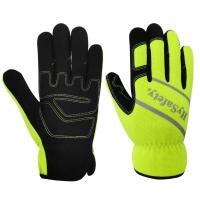 China Hi Visibility Green Mechanics Wear Gloves With Reflective Printing for sale