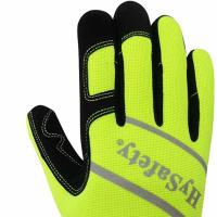 China Hi Visibility Green Mechanics Wear Gloves With Reflective Printing for sale