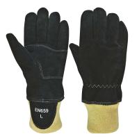 China EN659  Flame Retardant Firefighter Gloves Cowsplit Shell Wristlet Cuff for sale