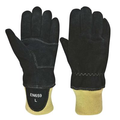 China Cowsplit Shell Wristlet Cuff Firefighter Work Gloves EN659 Certified for sale