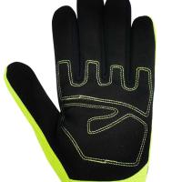 China Waterproof Hysafety Mechanics Wear Gloves Medium Duty Hi Vis Green Spandex Back for sale
