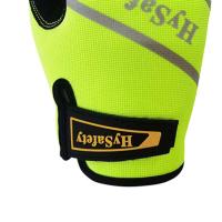 China Waterproof Hysafety Mechanics Wear Gloves Medium Duty Hi Vis Green Spandex Back for sale