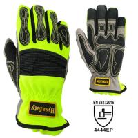 China High Visible Glass Fiber Rescue Extrication Gloves Elasticized Turtleneck Cuff for sale