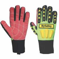 China Hi Vis Green 4X44EP Crush Resistant Gloves / Heavy Duty Rigger Gloves for sale