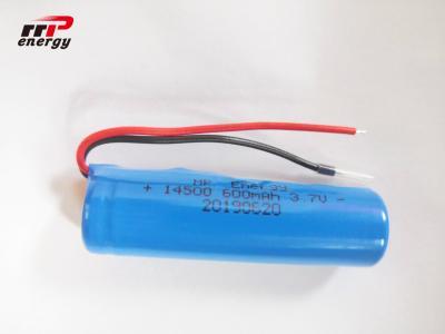 China Cylindrical Shape Rechargeable Lithium Ion Batteries 3.7V 14500 600mAh IEC CB MSDS for sale
