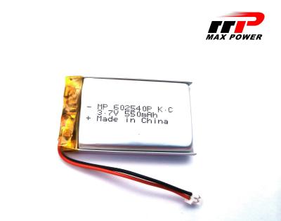 China 550mah 3.7V Lithium Polymer Battery 602540P With Aluminum - Plastic Coosite for sale