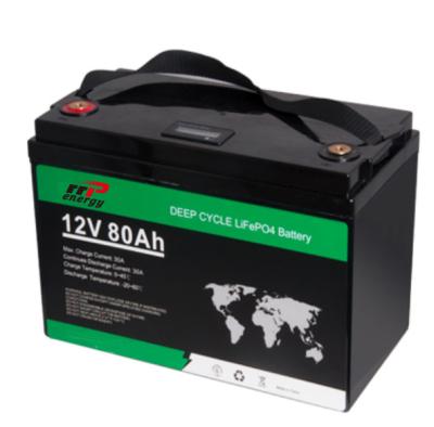 China Golf Cart Solar Storage Lifepo4 Lithium Ion Battery EV Deep Cycle 12V 80Ah for sale