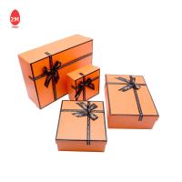 China Durable Orange Bowknot Cardboard Gift Packaging Box Rectangle Storage Cardboard for sale