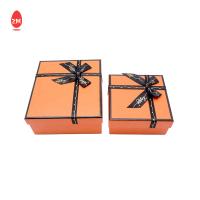 China Durable Orange Bowknot Cardboard Gift Packaging Box Rectangle Storage Cardboard for sale
