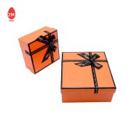 China Durable Orange Bowknot Cardboard Gift Packaging Box Rectangle Storage Cardboard for sale