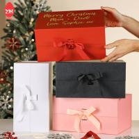 China FSC Ribbon Magnetic Closing Gift Box Ribbon Gold Foil Folded Packaging for sale