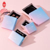 China Oem Senior  Silver Stamping Cardboard Gift Packaging Box Blue Pink Gradient for sale