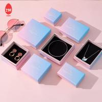 China Oem Senior  Silver Stamping Cardboard Gift Packaging Box Blue Pink Gradient for sale