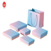 China Oem Senior  Silver Stamping Cardboard Gift Packaging Box Blue Pink Gradient for sale